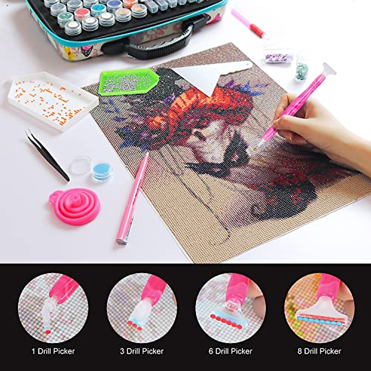Kuangben Diamond Painting Accessories With70 Slots(30Cylinder+40Square Tube) Resin Diamond Painting Drill Pen,Stainless Steel Tweezer,Ceramic Precision Pen etc. Accessories Kits (Multicolor Butterfly)