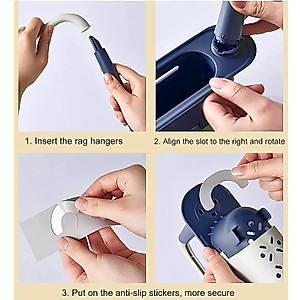 PRAGOO Telescopic Sink Storage Rack Holder, Expandable Sink Storage Rack with Dishcloth Holder Towel Rack for Kitchen Sink Organizers for Sponge Caddy (Plastic, Blue)