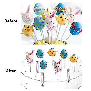 ZENFUN 2 Pack 16 Holes Cake Pop Display Stand, Acrylic Round Lollipop Stand Holder for Dessert Table, Weddings, Baby Shower, Birthday Party, Anniversaries, 10 Inch Diameter