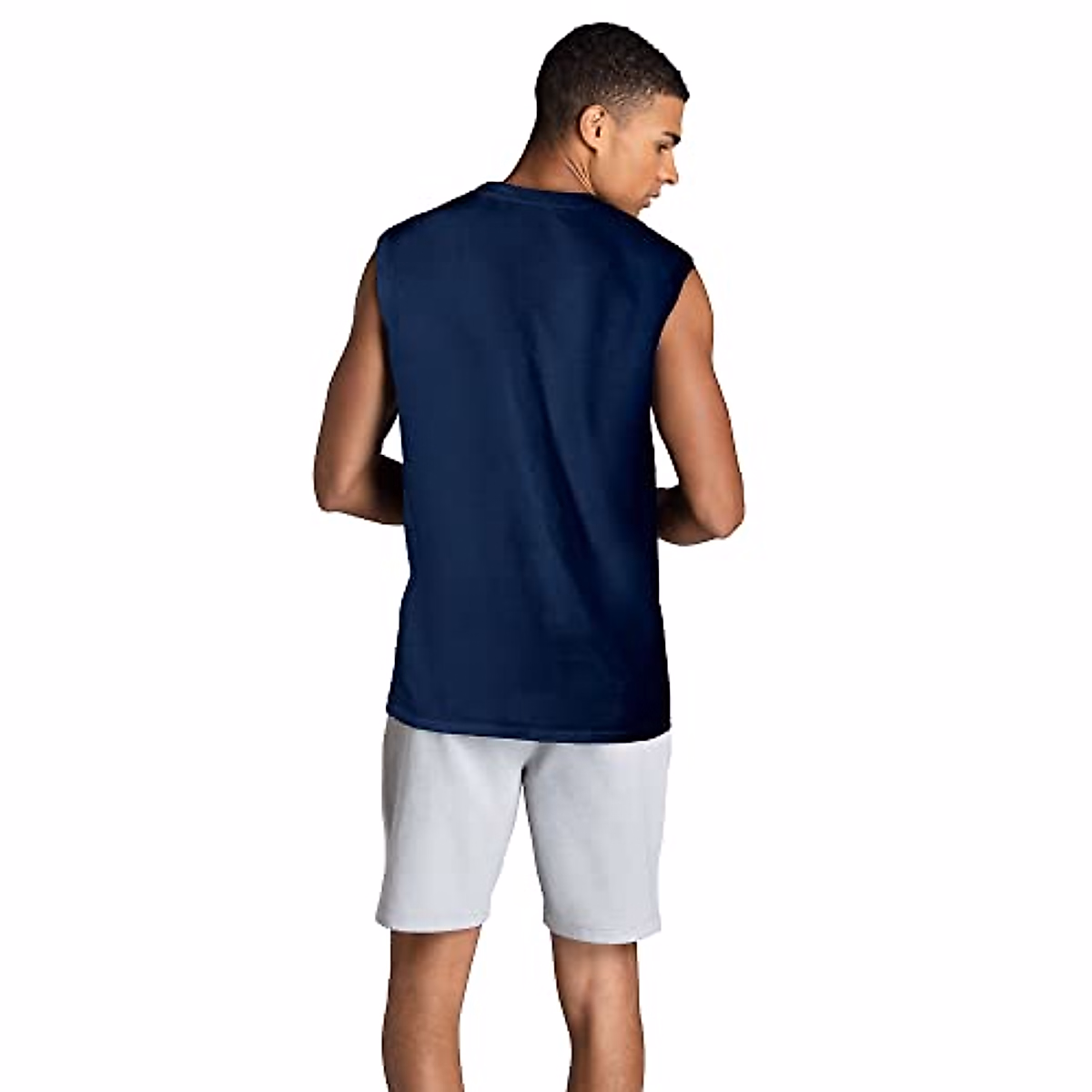Fruit of the Loom Men's Eversoft Cotton Sleeveless T Shirts, Breathable & Moisture Wicking with Odor Control, Sizes S-4x, Muscle-2 Pack-Navy