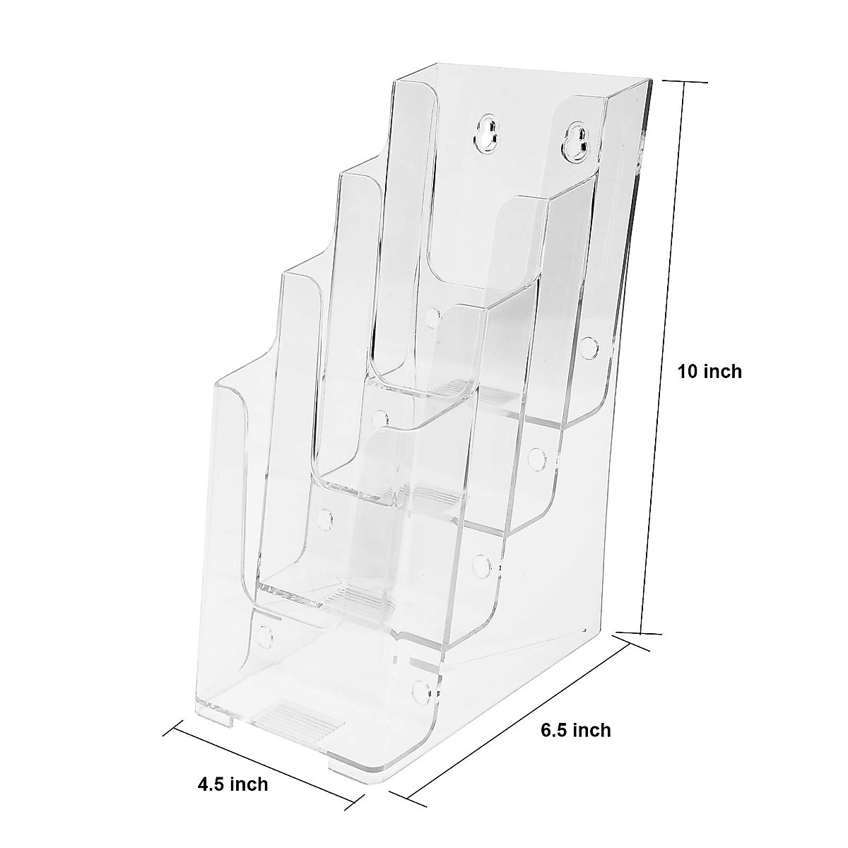 XMSound 3 Pack Acrylic Brochure Holder 4 Inch Wide 4 Tier Clear Literature Holder, Premium Acrylic Multi Pocket Display Stand, Wall Mount or Counter Top