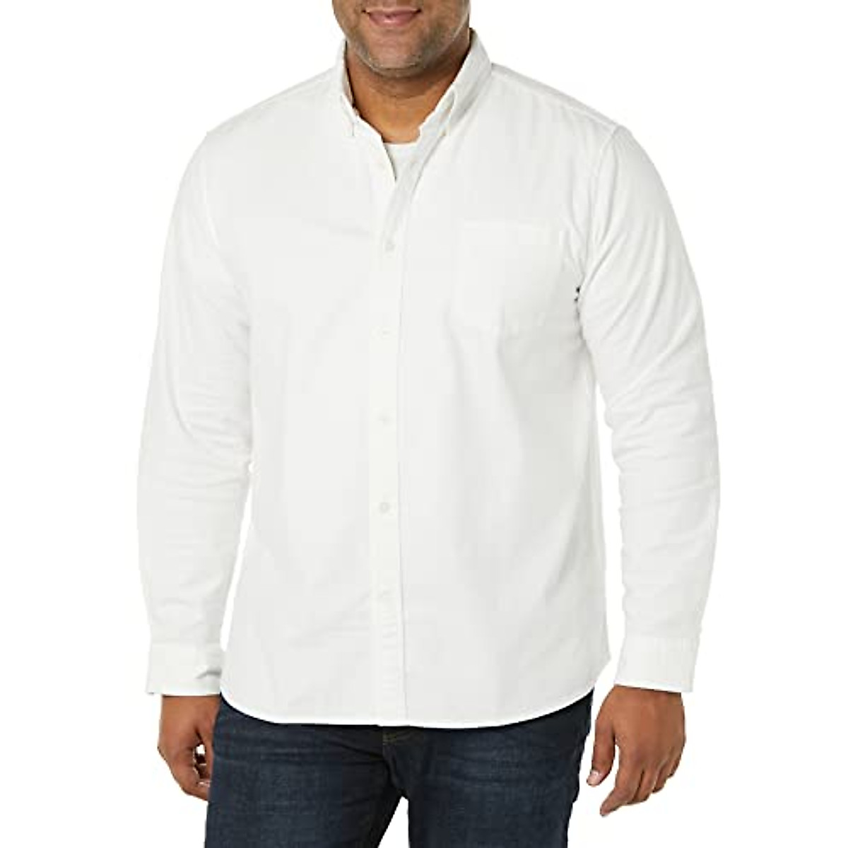 Amazon Essentials Men's Regular-Fit Long-Sleeve Pocket Stretch Oxford Shirt (Available in Big & Tall), White, 3X-Large Big Tall
