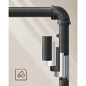 VASAGLE Clothes Rail for Bedroom, Heavy-Duty Clothes Rack, Industrial Pipe Rolling Garment Rack with Shelf, Top Rail Max. Load 90 kg, Laundry Room, Retail Store, Rustic Brown and Black HSR65BXV1