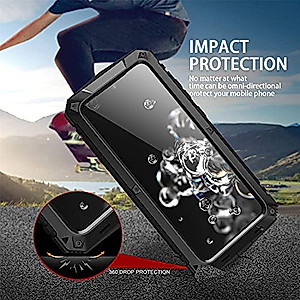 Simicoo Samsung Note 20 Ultra Metal Case with Screen Protector Military Rugged Heavy Duty Shockproof with Stand Camera Protector Full Cover case for Note 20 Ultra (Black)