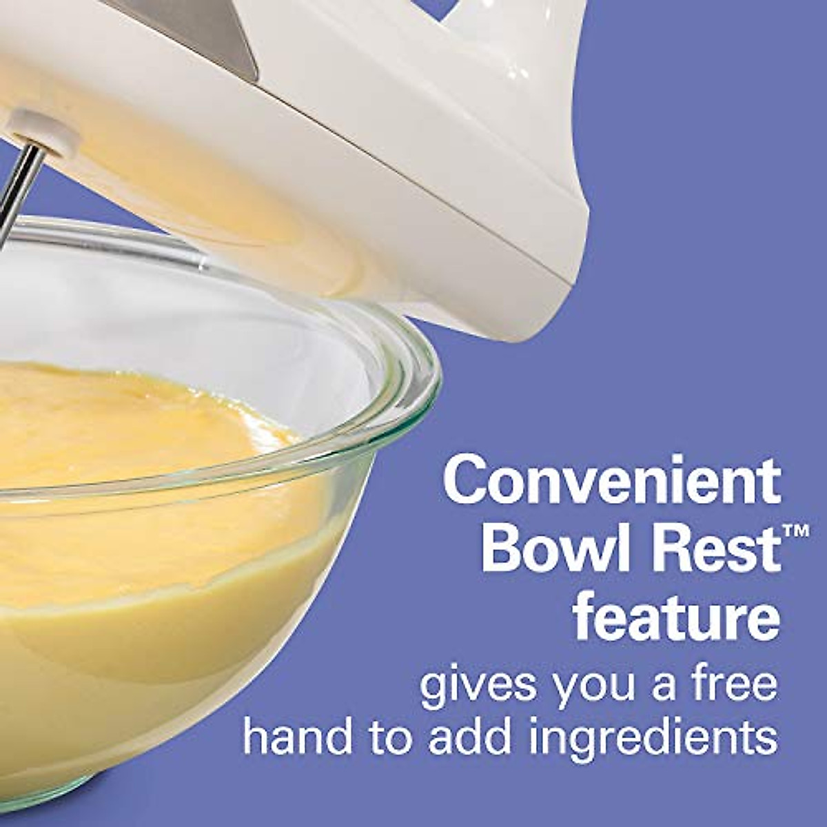 Hamilton Beach 6-Speed Electric Hand Mixer with Whisk, Dough Hooks and Easy Clean Beaters, Snap-On Storage Case, White