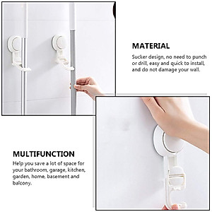 NPQPNAFC Wall Mounted Hooks Mop and Broom Holder Suction Cup Gripper Plastic Wall Mounted Organizer Storage Hooks Tool Hanger Racks for Kitchen Garden Garage Laundry Room White Hanger Hooks Hooks