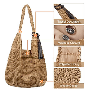 Freie Liebe Straw Beach Bag for Women Summer Woven Tote Bag Shoulder Handbags