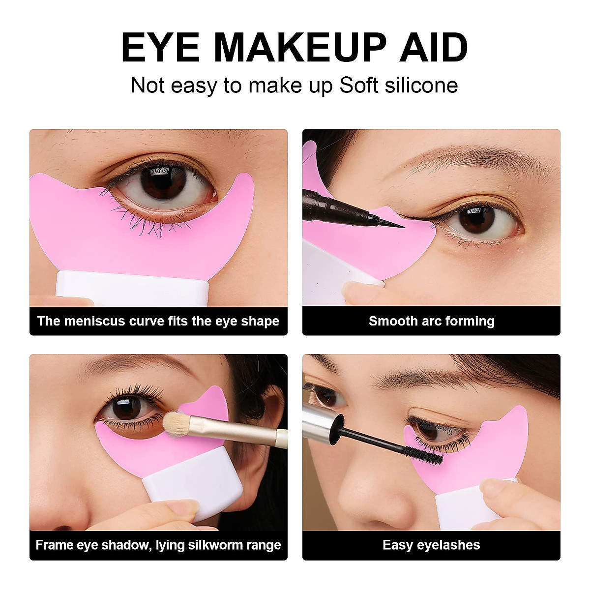 NewBang 3PCS Eyeshadow and Mascara Shield Applicator Guard Pads,Eyeliner Stencils Wing Tip, Professional Silicone Eyeshadow,Eyeliner,Mascara Aid,Face Cream Mask Tool,Reusable Silicone Eye Pads Makeup