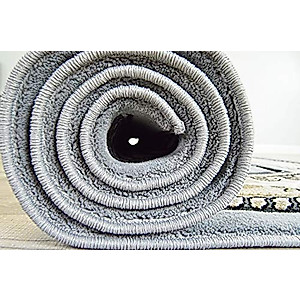 PlanetRugs Glamour Design 206 3D Hand Carved Traditional Rug Oriental Floral 7'9''x10'8'' Grey Beige