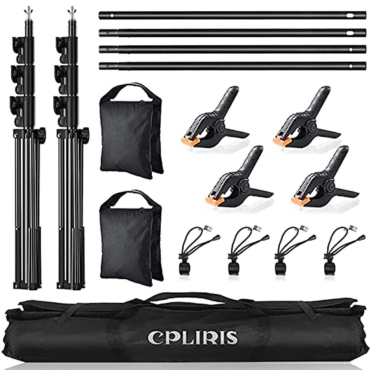 CPLIRIS Backdrop Stand, 8.5x10ft Ajustable Photo Backdrop Stand for Parties, Background Support System for Events with Spring Clamps, Backdrop Clips, Sandbag and Carry Bag