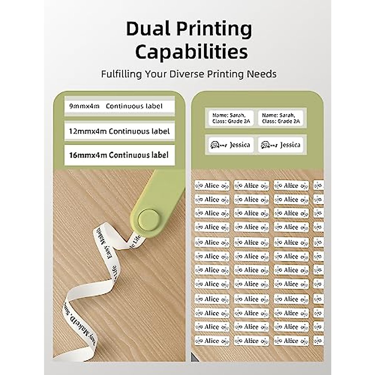 Makeid Label Maker Machine with Tape - Compatible with 9/12/16mm Waterproof Tape, Portable & Rechargeable Label Makers with Built-in Cutter Wireless Label Printer Compatible with Android & iOS Devices