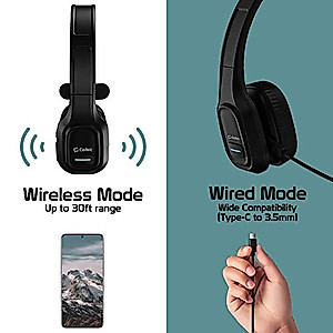 Wireless Bluetooth Headset with Built in Boom Microphone - Noise Cancelling ON Ear Gaming Headphone Compatible for iPhone 14 Pro Max Plus 13 12 11 SE Galaxy Z Flip, Z Fold S22 S21 (Padded ON Ear)