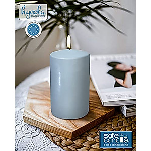 Hyoola Ice Blue Pillar Candles 2 x 3 Inch - 4 Pack Unscented Pillar Candles Bulk - European Made