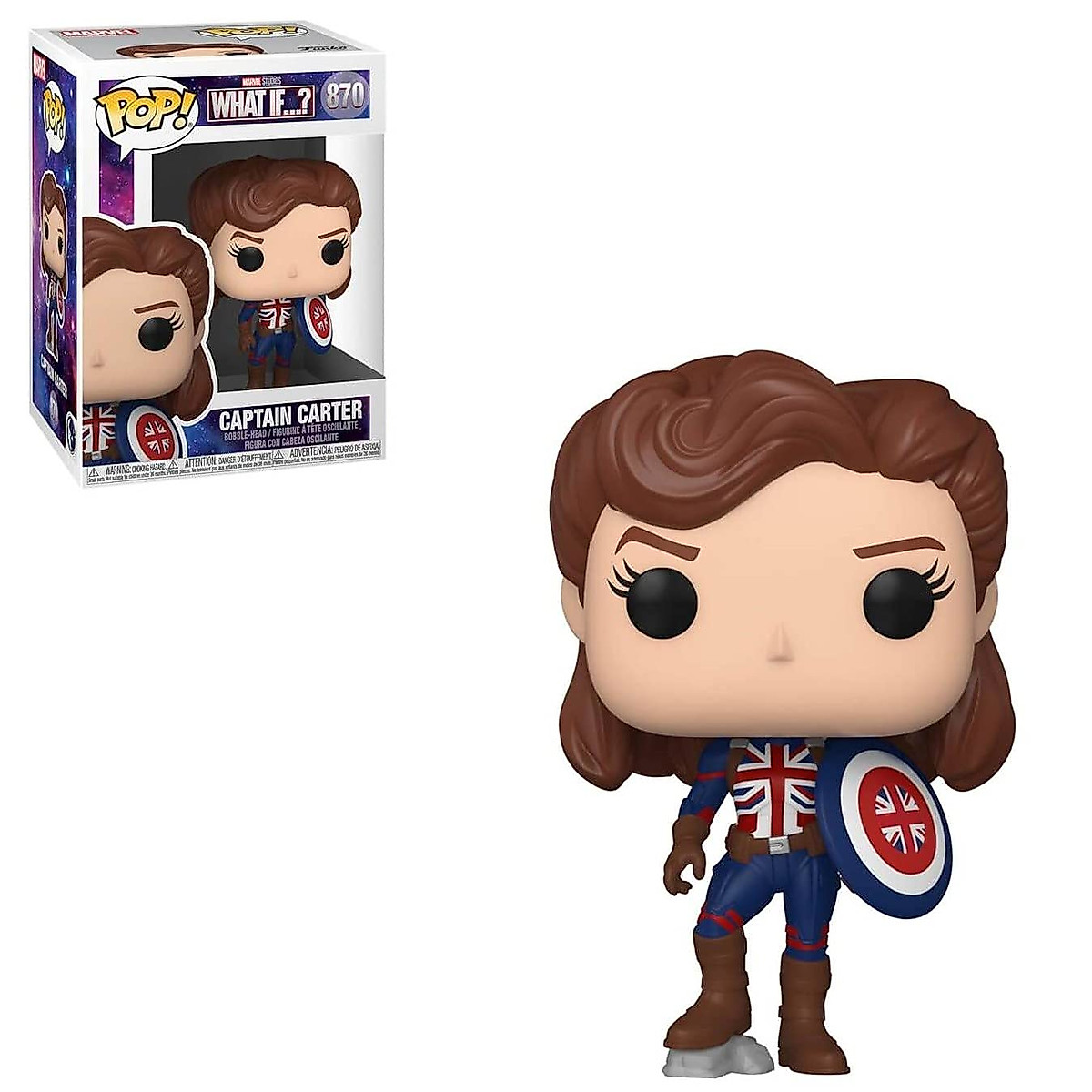 POP Marvel: What If? - Captain Carter Funko Pop! Vinyl Figure (Bundled with Compatible Pop Box Protector Case), Multicolored, 3.75 inches