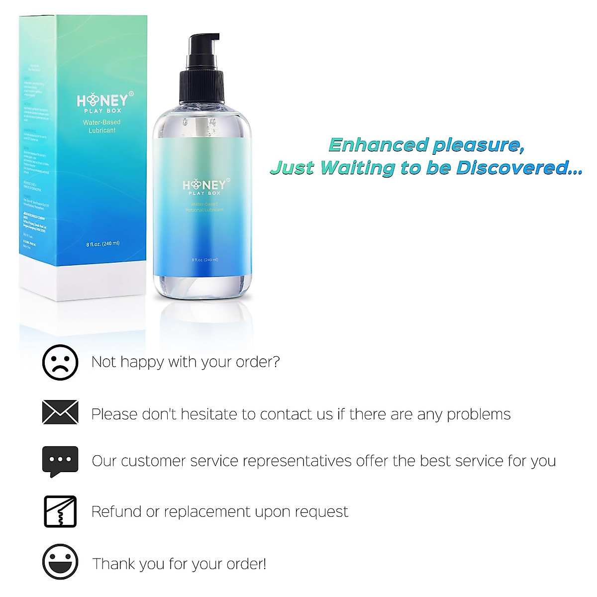 Water Based Personal Lubricant Parabens Free - Clean and Non-Staining, Silky Smooth, Latex Compatible Sex Lube for Men, Women and Couples Pleasure-Enhancing (8 Fl Oz)