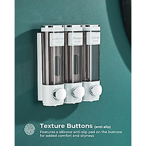 3 in 1 Shampoo and Conditioner Dispenser wall, Shower Dispenser 3 Chamber No Drill, White Bathroom Soap Dispenser and Labels