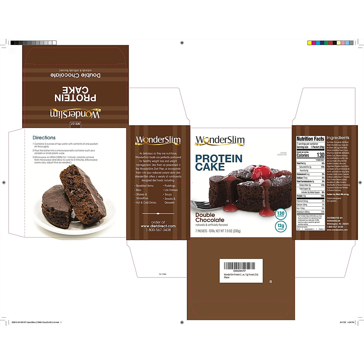 WonderSlim Protein Cake Mix, Double Chocolate, 130 Calories, 12g Protein (7ct)