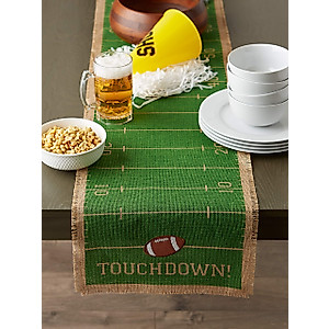 DII Football Decorations for Home & Kitchen Game Day Party Décor, Table Runner, 14x74, Jute Turf Field