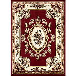 Well Woven Pastoral Medallion Red French European Formal Traditional Area Rug (7'10" x 10'6") Contemporary Floral Thick Soft Plush Living Dining Room Rug