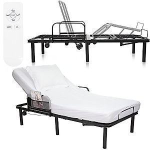 Vive Adjustable Bed Base Frame (Twin) - Electric Heavy Duty Metal Platform Bed Frame with Adjustable Base for Hospital Mattress - Remote for Head, Leg & Foot Incline - Dual USB Ports - Easy Assembly