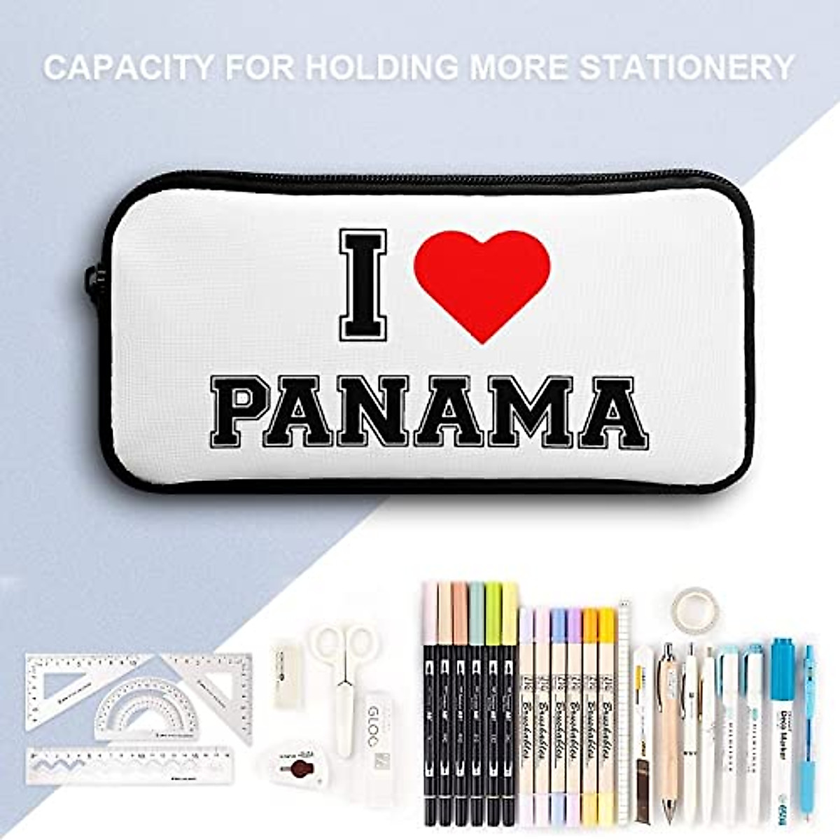 I Love Panama Pencil Case Pencil Pouch Coin Pouch Cosmetic Bag Office Stationery Organizer