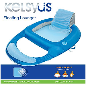 Kelsyus Spring Float Pool Lounger Chair, Light Blue