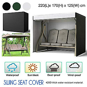 Swing Covers for Outdoor Furniture Patio Swing Cover 3 Seater Durable Hammock Outdoor Swing Glider Cover 87x49x67 inches All Weather Protection (Black)
