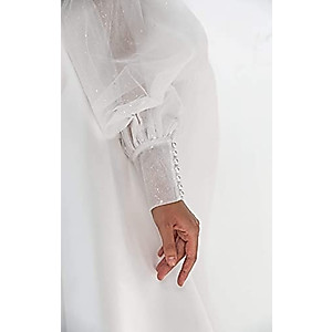 Passat Ivory Long Detachable Chiffon Puff Sleeves For Wedding Dress Spark Detachable Sleeves For Wedding Dresses Add On 04