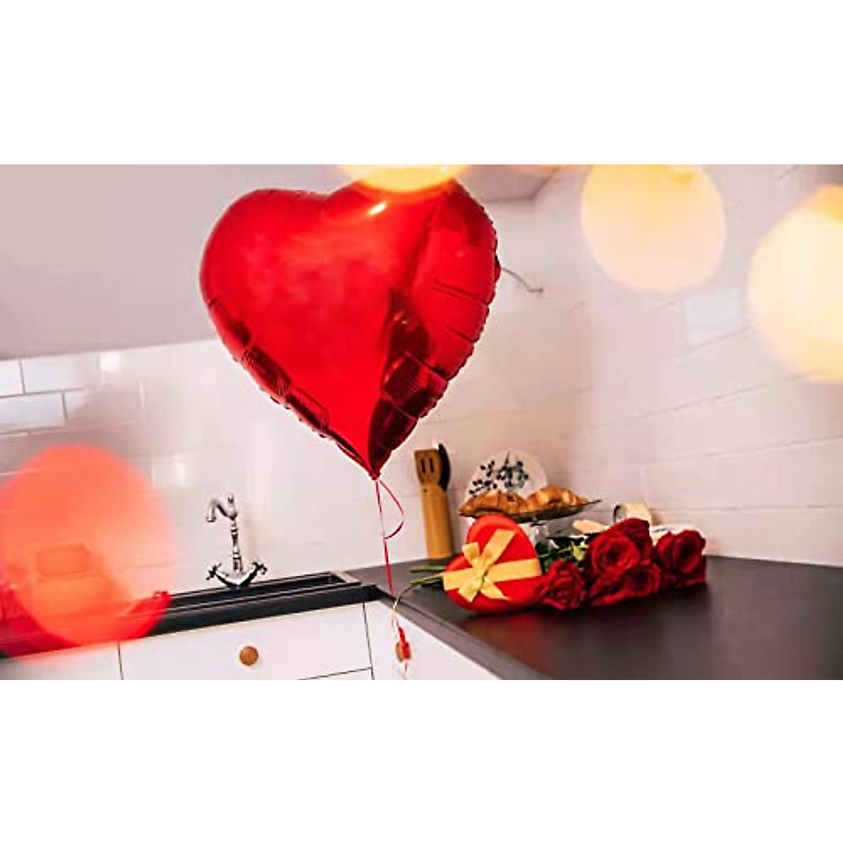 24 inch Red Heart Mylar Balloon Foil Heart Balloon For Valentines Day Wedding Engagement Party Decoration, 10 pcs