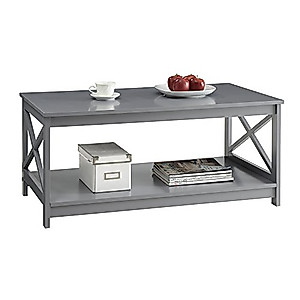 Convenience Concepts Oxford Coffee Table with Shelf, Gray
