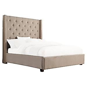 Homelegance 5877KBE-1CKDW Fairborn Fabric Upholstered Platform Storage Bed, Cal King, Beige