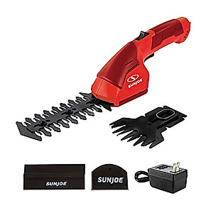 Sun Joe HJ604C-RED 7.2V Cordless 2-in-1 Grass Shear, Hedge Trimmer, Red