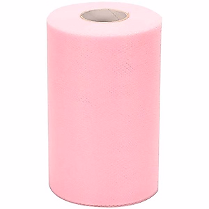 6 Inch x 100 Yards Pink Tulle Roll Spool, Fabric Tulle Rolls for Fabric Table Runner Chair Sash Bow Tutu Skirt Sewing Crafting Fabric Wedding Party Gift Ribbon