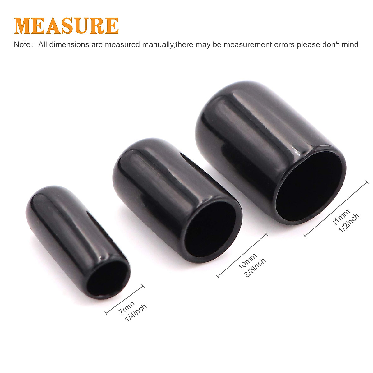 30pcs Black Pipe Post Bolt Screw Rubber Thread Protector Cover Vinyl Tube End Caps,Assorted 1/4-inch to 1/2-inch-3 Sizes