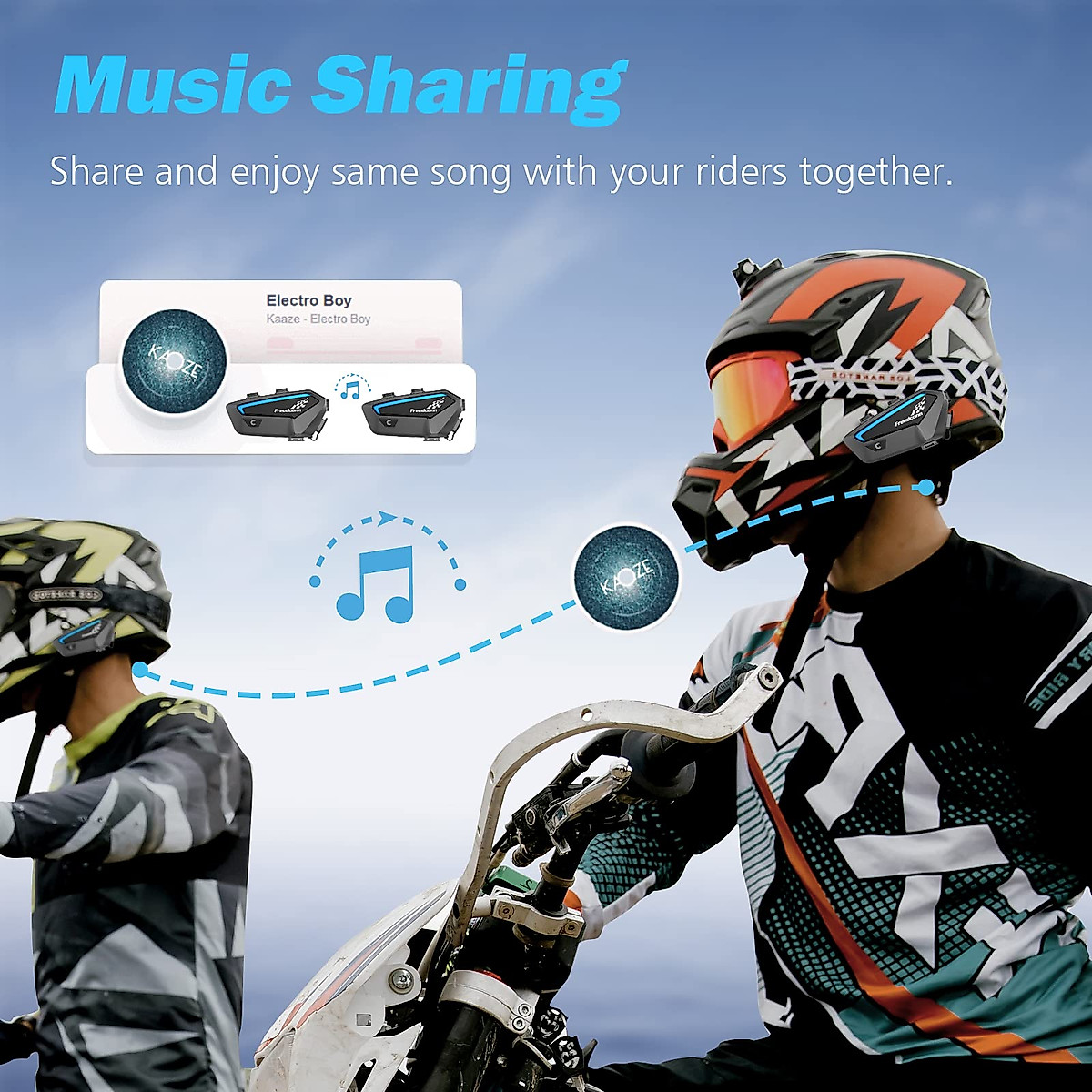 FreedConn Motorcycle Helmet Bluetooth Communication System FX 10 Riders Group Using Universal Pairing Helmet Intercom with Music Sharing IP67 Ultra-Thin Body (FX-Black)