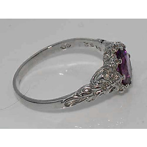 LetsBuyGold 925 Sterling Silver Real Genuine Amethyst Womens Solitaire Engagement Ring - Size 6