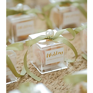 Acrylic Box with Lid Clear Acrylic Box Plastic Square Cube Christmas Display Boxes 24 Packs Transparent Candy Jewelry Organizing Storage Box Wedding Party Favor Decorations Box