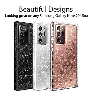 Coolwee Crystal Glitter Full Protective Case for Galaxy Note 20 Ultra 5G Heavy Duty Hybrid 3 in 1 Rugged Shockproof Women Girl Transparent for Samsung Galaxy Note 20 Ultra Shiny Clear Bling Sparkle