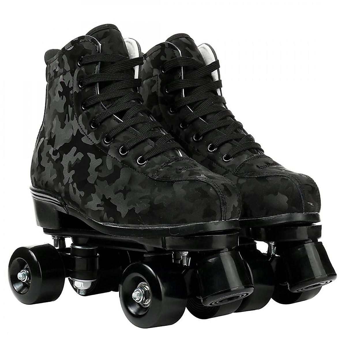 Risup Roller Skates for Women and Men Cowhide High-Top Shoes Classic Double-Row Roller Skates Four-Wheel Roller Skates for Men Girls Unisex Christmas