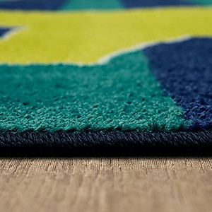 Mohawk Home Playroom Kids ,Friendly Dinosaur Blue (5' x 8')