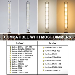TIANSHQ LED Tube Bulbs,T10 Tubular Edison Style LED Filament Bulb, 12W Dimmable Antique LED Bulb,E26 Base,Clear Glass,Warm White,2700K,1000LM(75-100W Equivalent),11.8in,6Pack
