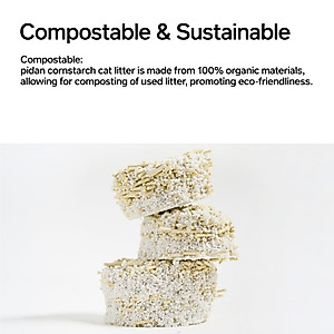 pidan Cornstarch Cat Litter with Tofu Litter,Clumping,No Dust,Natural Litter Ultra Absorbent and Fast Drying,Non-Stick 5.3lb/Bag (1 Bag)