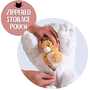 PREXTEX Plush Cat Toys Stuffed Animal with 3 Cats Baby Stuffed Animals - Big Cat Zippers 3 Little Plush Baby Kittens - Cat Stuffed Animal with Babies - Gift for Cat Lovers, Cat Stuffed Animals