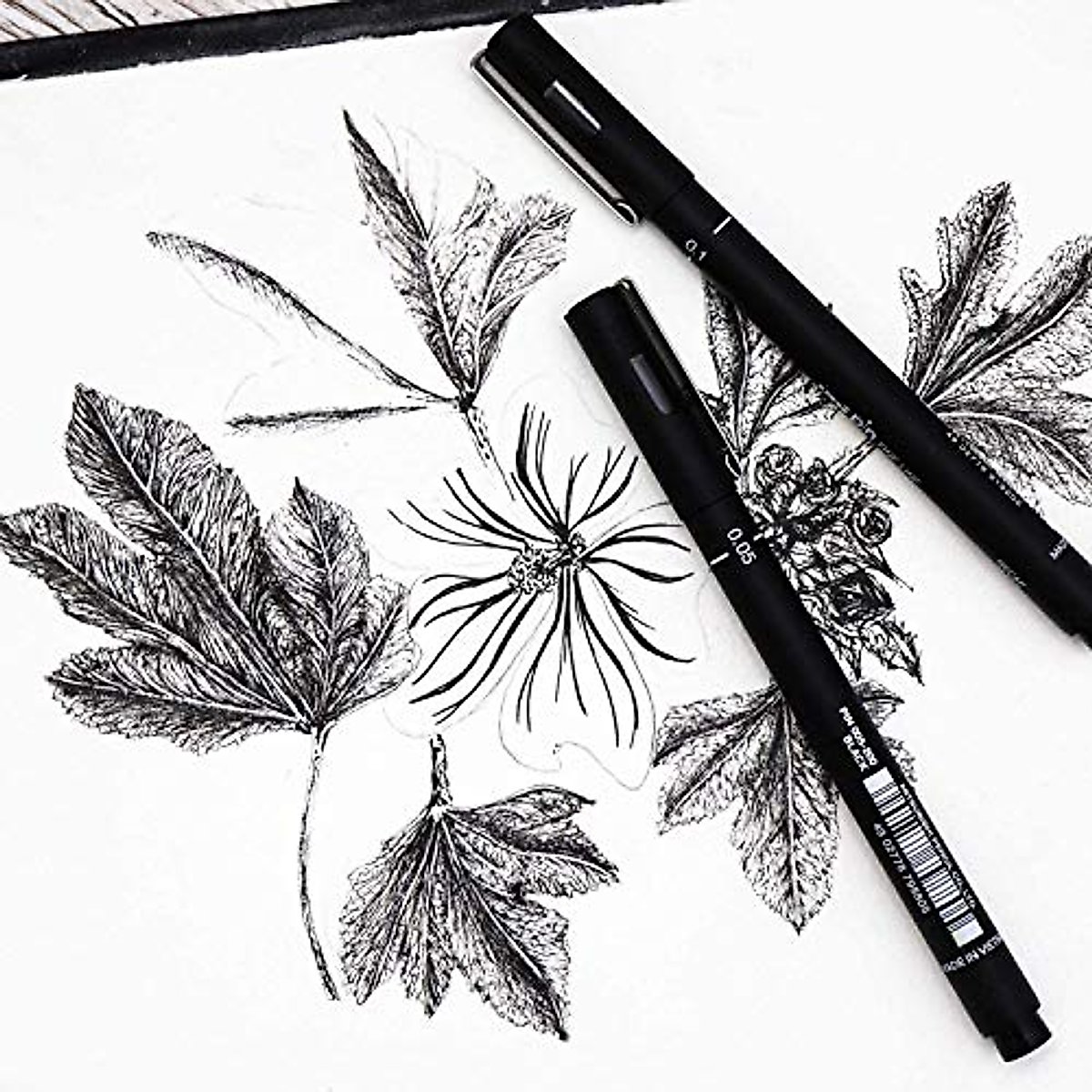 Uni Pin Drawing Pens/6 Assorted Tip Sizes, Uni Pin Technical Fineliner Pens, Pack of 6 Assorted Tip Sizes, Black Ink