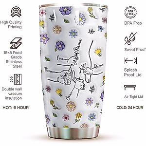 Personalized Mom Tumbler, Holding You Hold Our Hands Also Our Hearts 3D Inflated Effect Printed Tumbler, Gifts For Mom Mama Grandma From Daughter Son, Mothers Day Birthday Christmas Gifts, Mum Cup