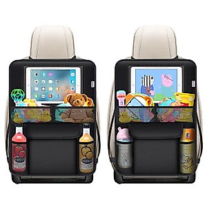 Kick Mats Back Seat Protector, 2Pack Waterproof Oxford Seat Back Protector, Car Seat Back Protector for Kids, Back of Seat Protector for Kids Feet Car Seat (2pc with Table Pocket)