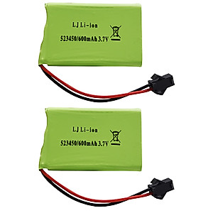 Blomiky 2 Pack 3.7V 600mAh Lithium Rechargeable Battery and 2 USB Charger Cable Compatible with Some Remote Control Robot Dog K9 Battery 2