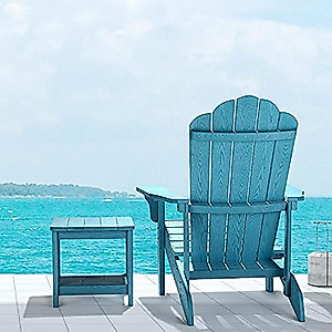 Adirondack Chair Weather Resistant , Hard Plastic Adirondack Chair with Cup Holder, Comfortable Easy to Assemble and Maintain, Outdoor Chair for Patio, Backyard Deck, Fire Pit & Lawn Porch - Lake Blue
