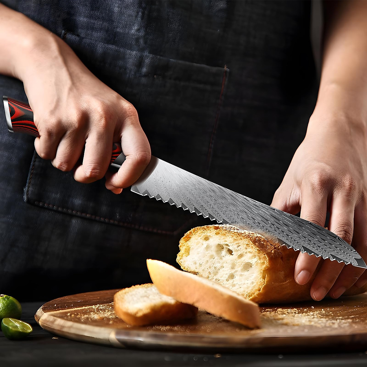 HOSHANHO Bread Knife,8 Inch Serrated Bread Knife Ultra Sharp Damascus Steel Bread Kitchen Knife, Professional Bread Knife for Homemade Bread