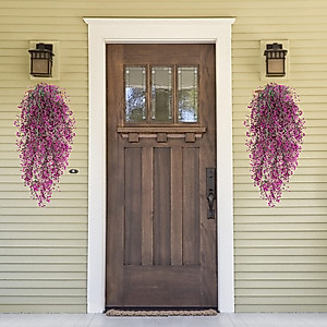 RECUTMS Artificial Hanging Plants Fake Hanging Vines Boston Fern Greenery Hanging Wall Plants for Home Room Garden Wedding Outside Decoration (Fuchsia 4P)